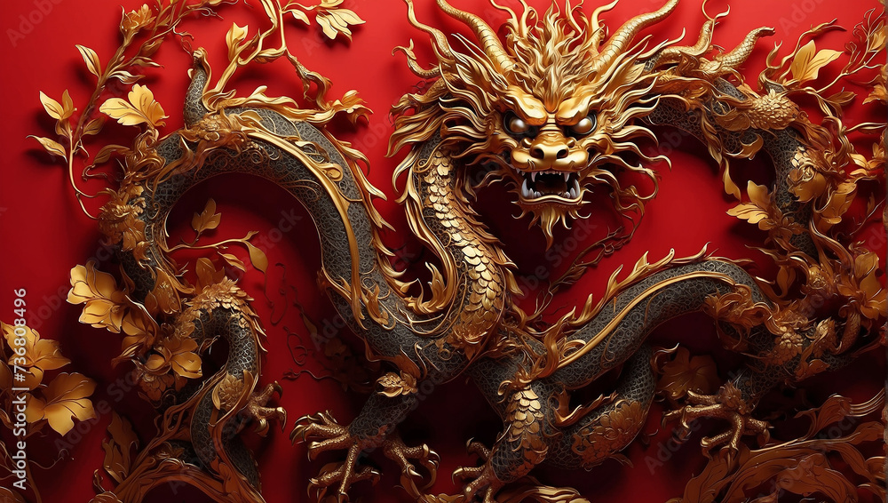 chinese dragon statue on the wall chinese dragon statue in chinese ...