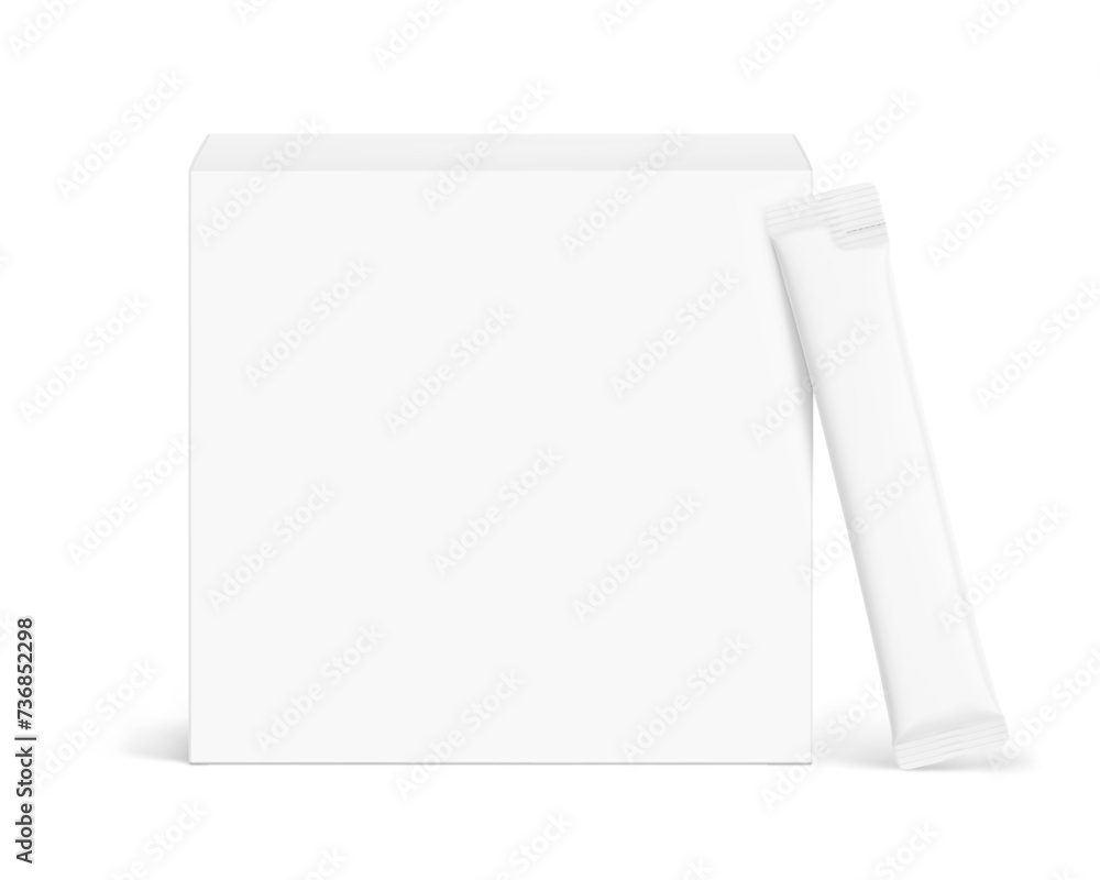 Universal blank cardboard box with stick mockup set. Vector ...