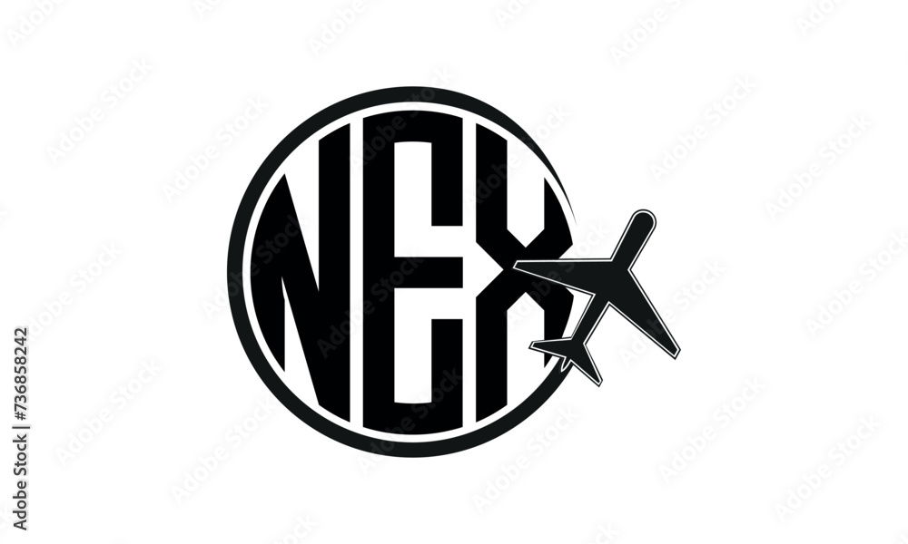 NEX three initial letter circle tour & travel agency logo design vector ...