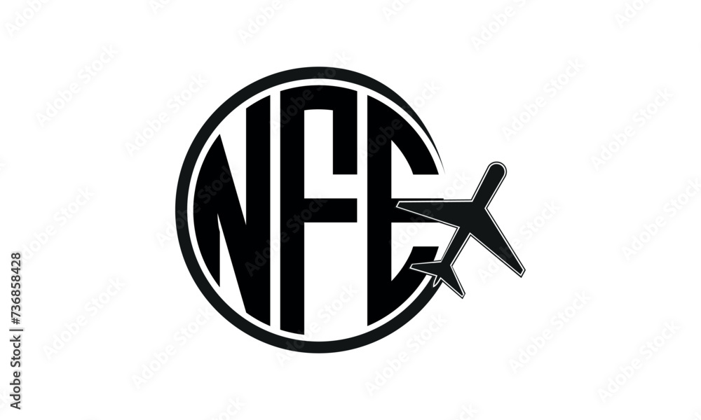 NFE three initial letter circle tour & travel agency logo design vector ...
