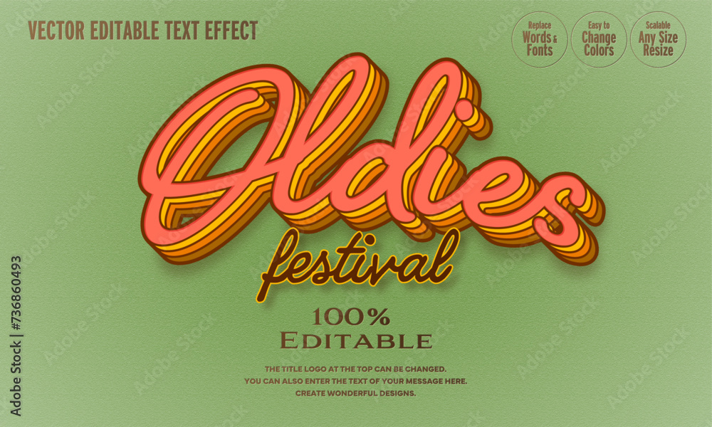 [Editable Text Effect] ”Vector Oldies Festival” Layered title logo with ...