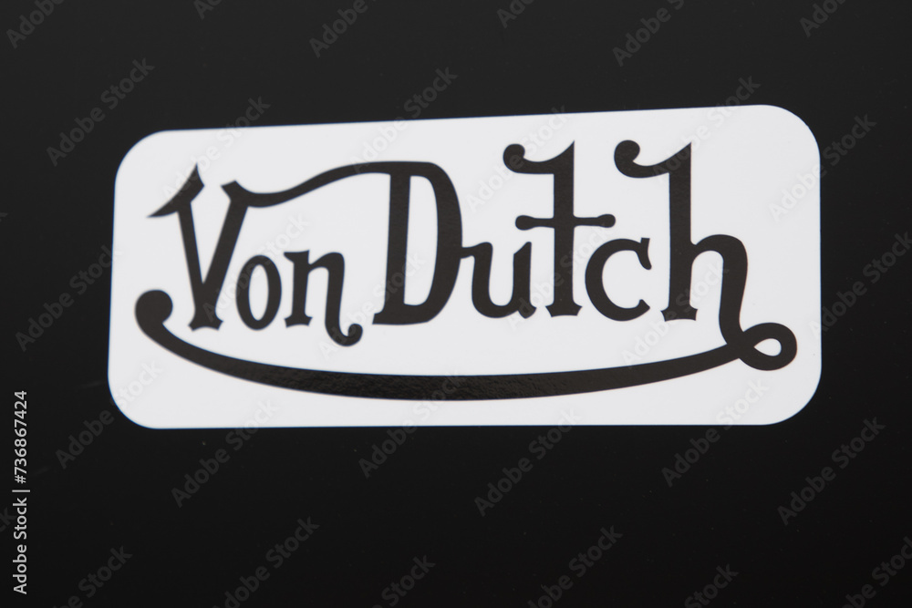 Foto de Von Dutch logo text and brand sign clothes facade entrance ...