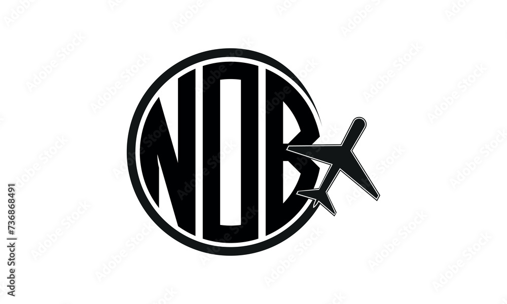 NOB three initial letter circle tour & travel agency logo design vector ...