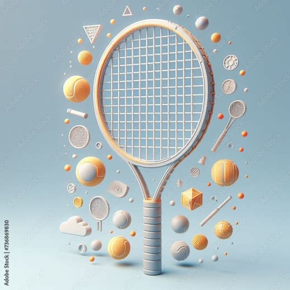 Foto de 3D layout of a tennis racket. High detailed 3D tennis racket ...