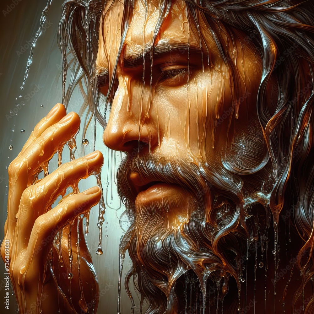 Portrait of. Jesus Christ | in a. crown | of thorns, symbolizes the ...