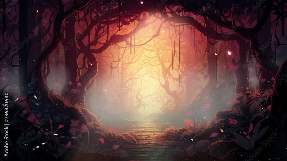 lush vines. illustration with glowcore flat design concept.seamless ...