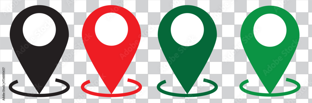 location pin icon on transparent. map marker sign. flat style. map ...