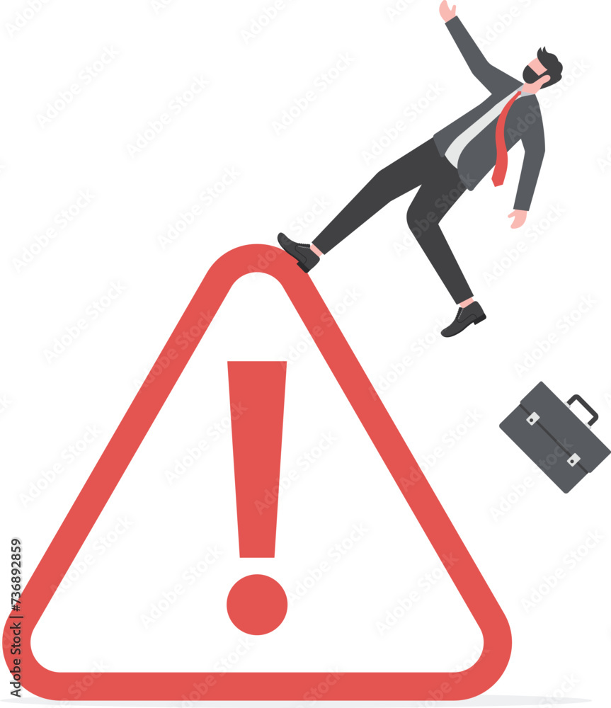 Mistake caution,businessman risk or problem warning, failure prevention ...