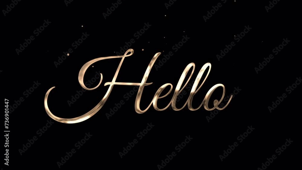 Hello Text animation. Animated hello lettering with golden and ink ...