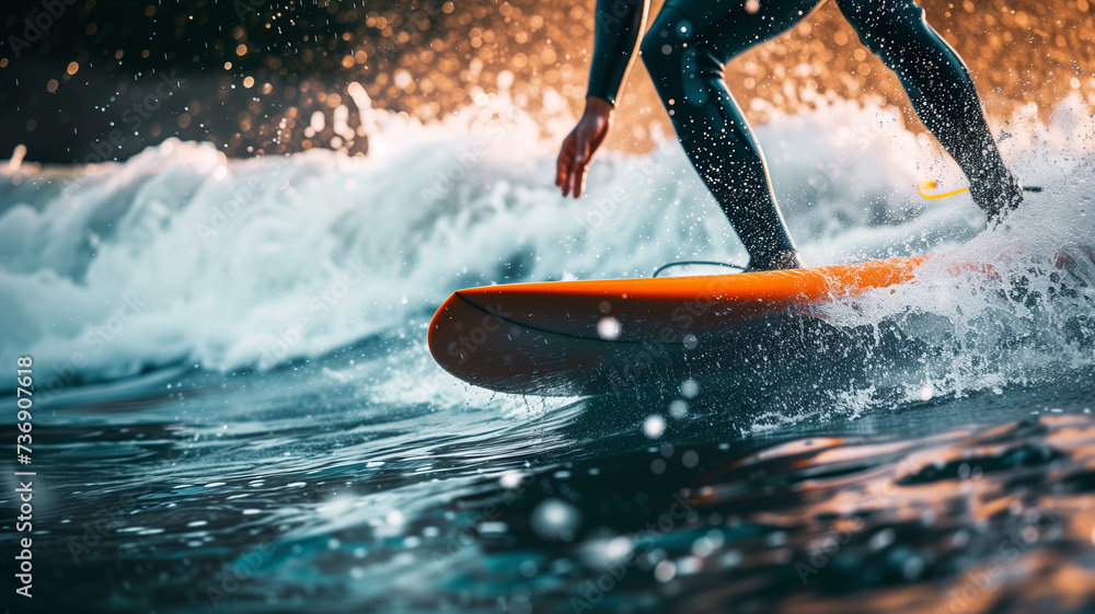 Captured in the golden light of sunset, this image conveys the dynamic ...