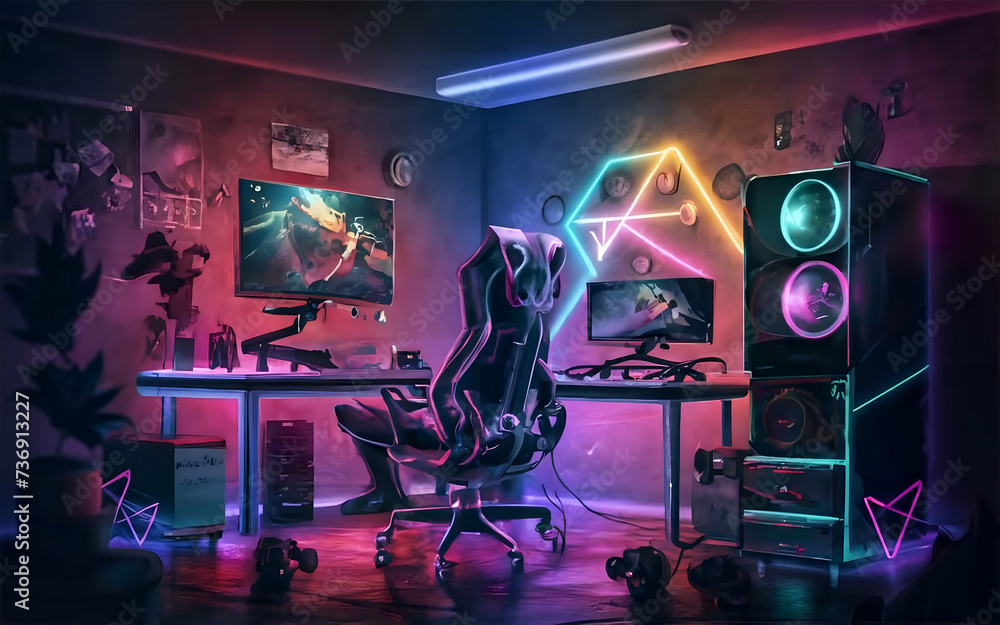 Water Cooled Gaming Pc with RGB rainbow LED lighting. Modern gaming ...