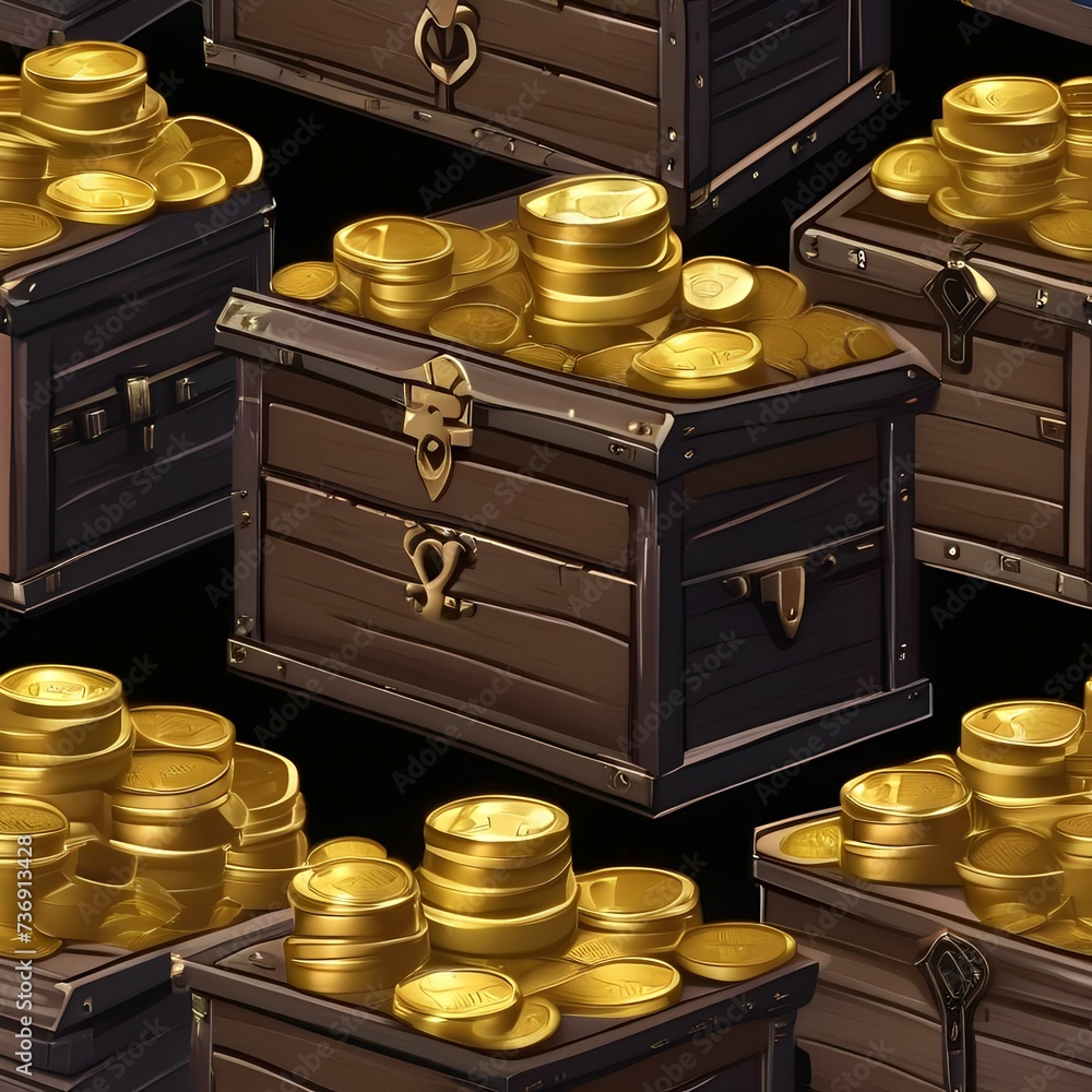 Cursed treasure, Treasure chest filled with cursed gold coins guarded ...