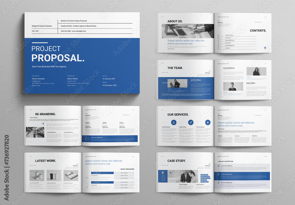 Project Proposal Layout Design Template Landscape สต็อกเทมเพลต | Adobe ...
