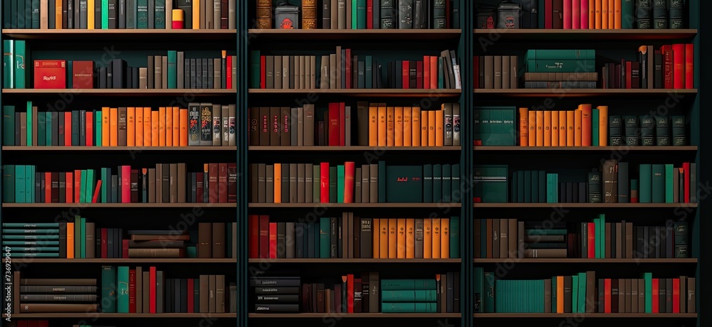 Expansive library with rows of towering shelves filled with books ...