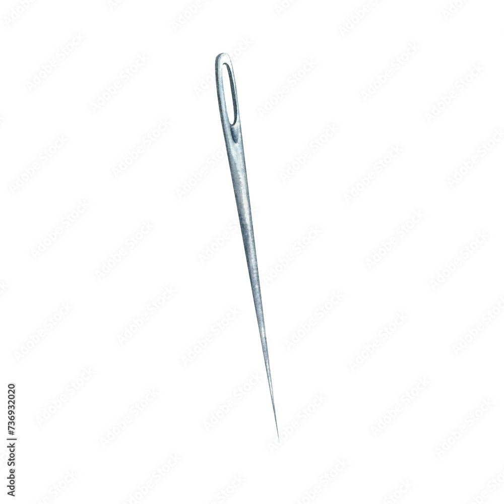 Sewing needle. Hand drawn watercolor illustration isolated on white ...