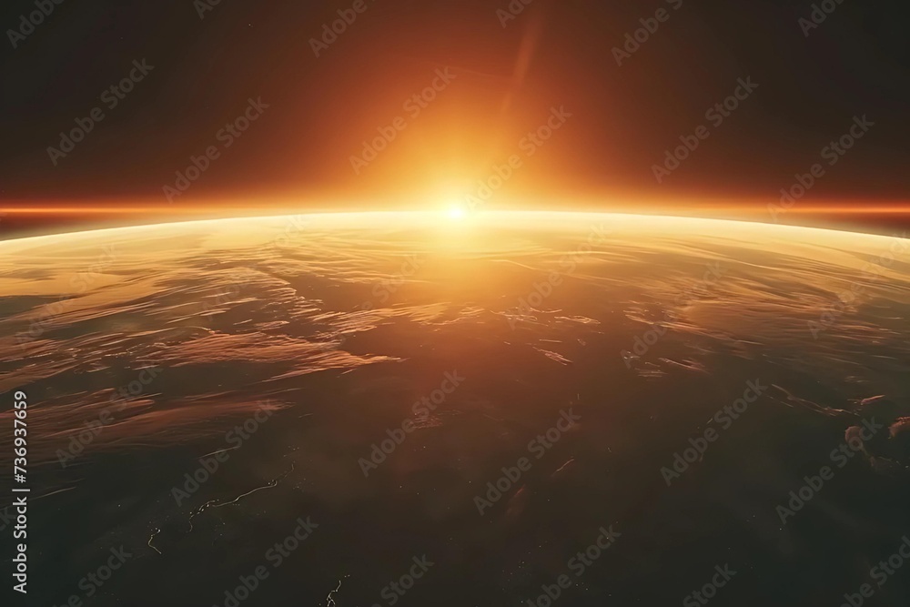 Stock image of the first light of dawn creeping over the horizon of an ...