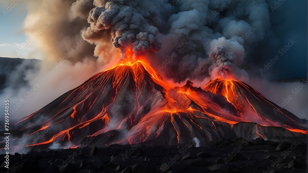 Fiery Volcanoes in Spectacular Displays of Lava and Smoke, Raging Lava ...