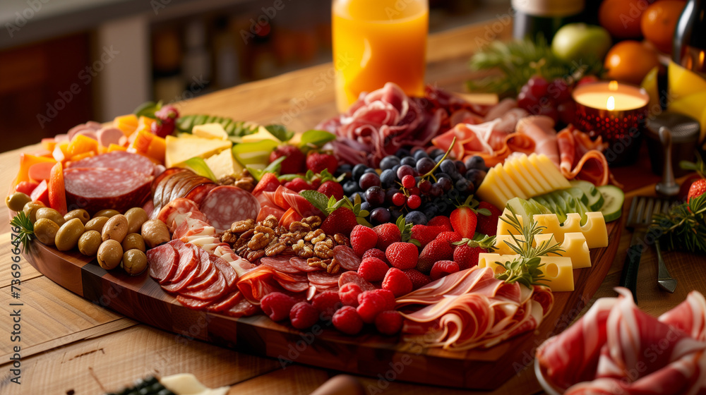 Romantic Charcuterie Board Display: Heart-shaped Arrangement of Cured ...