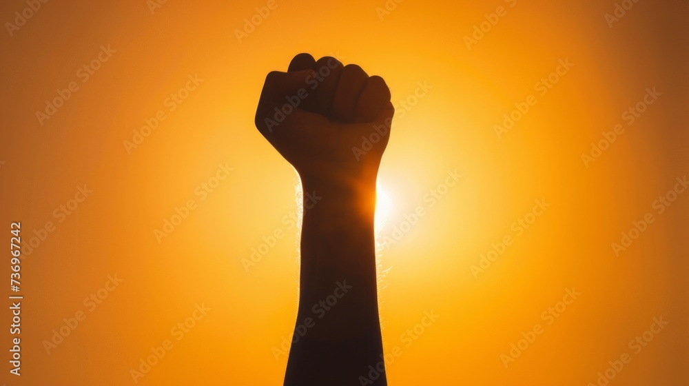 Silhouette of a Raised Fist: A single raised fist in silhouette ...