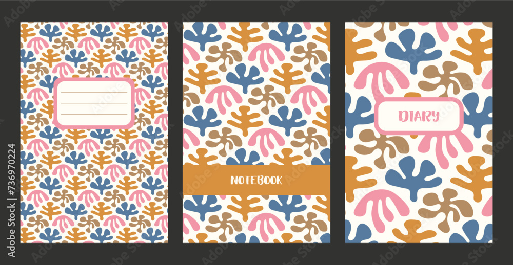 Abstract Plant leaves Cover page of Notebook and Diary. Universal ...
