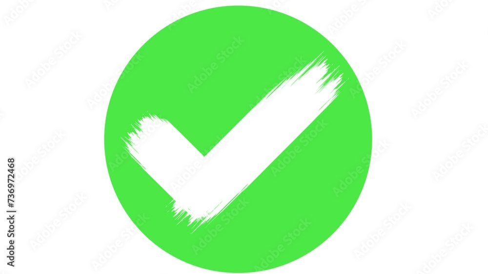 Green Check mark symbol animation on white background, Correct Symbol ...
