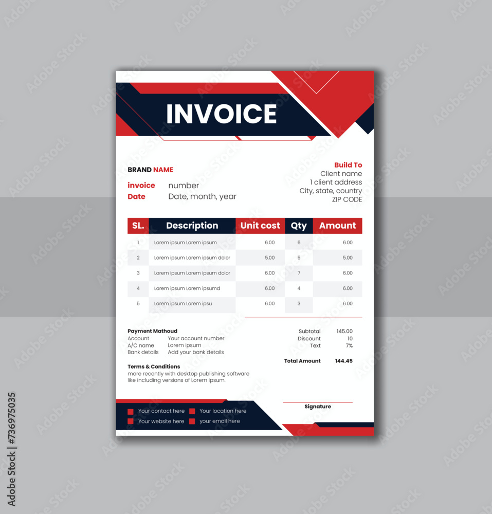 This business invoice form template includes various design templates ...