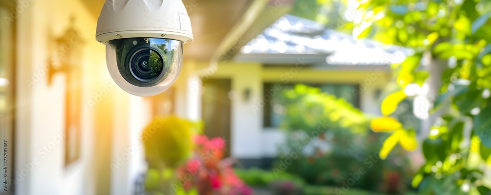 Surveillance camera outside a residence for remote home monitoring and ...