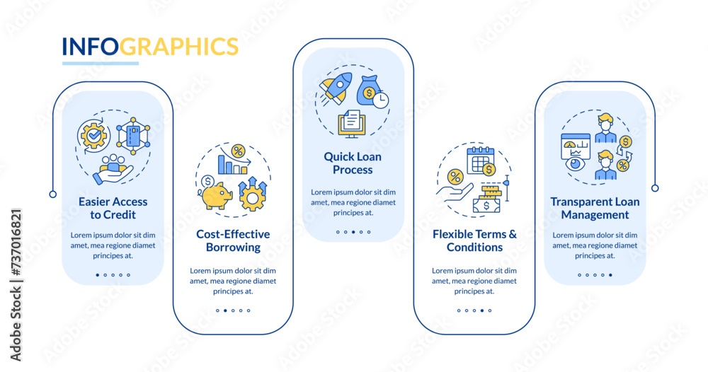 P2P for borrowers rectangle infographic template. Lending advantages ... P2P for borrowers rectangle infographic template. Lending advantages ...