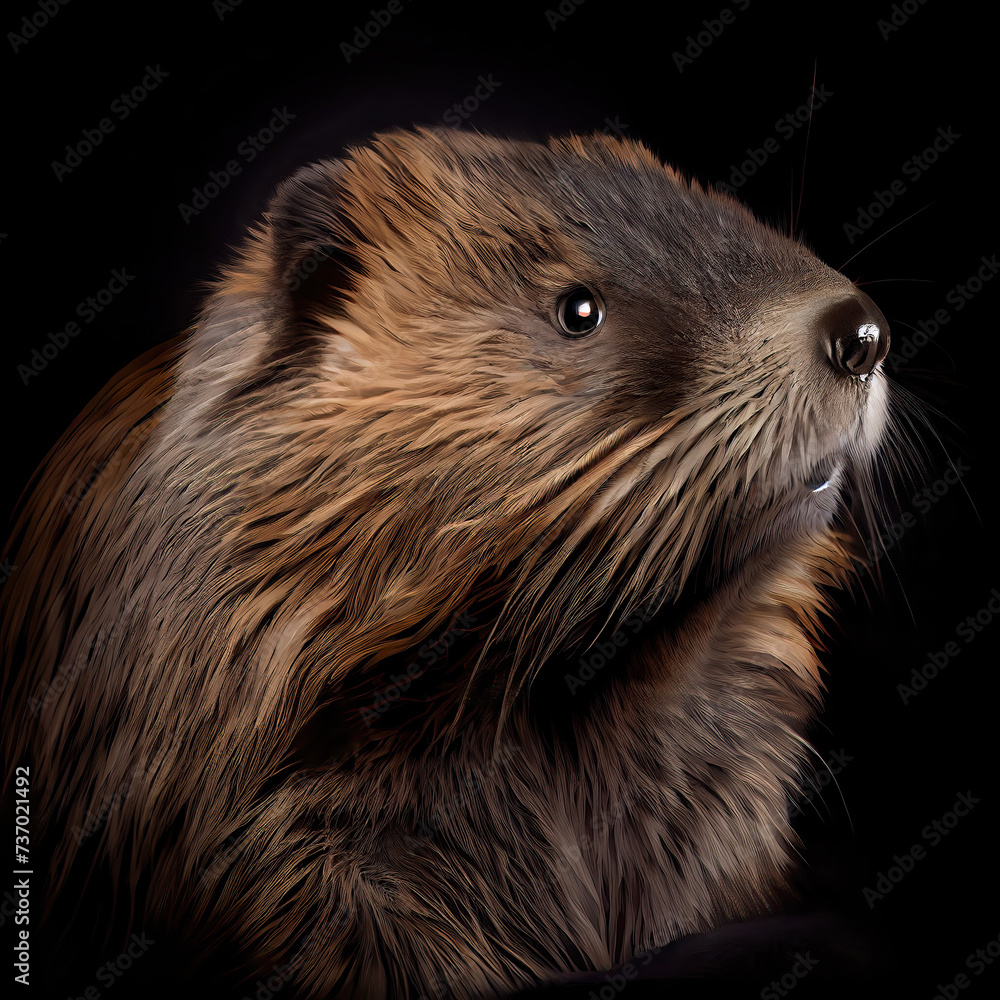 Majestic Beaver Portrait on a Dark Studio Background Stock Photo ...