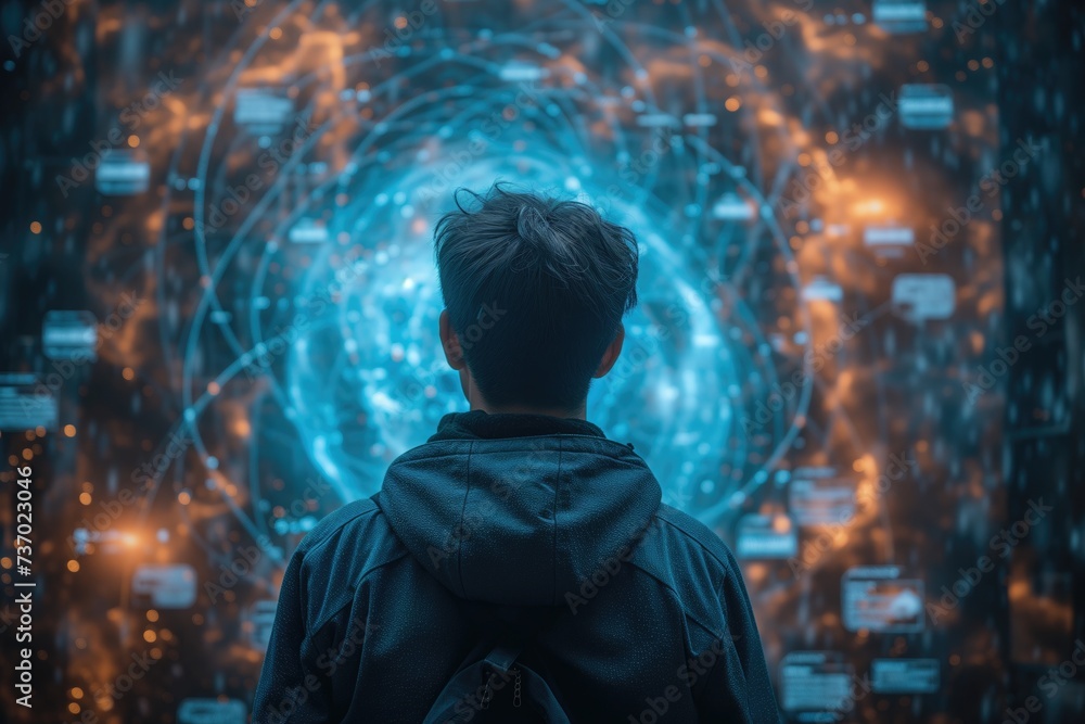 complexity of decision-making with a photo of a person surrounded by ...