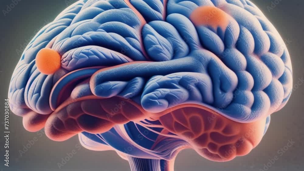 Inside human brain. AI representation of human brain and neurons ...