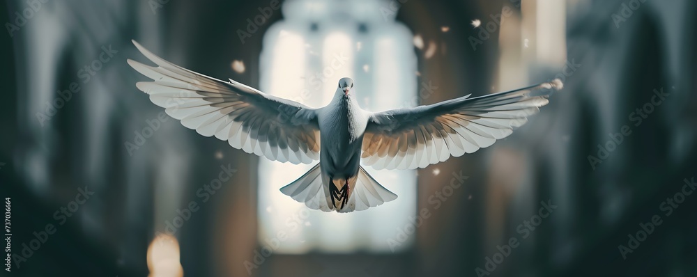 "The Holy Spirit's Symbolic Dove Soars with Outstretched Wings in ...