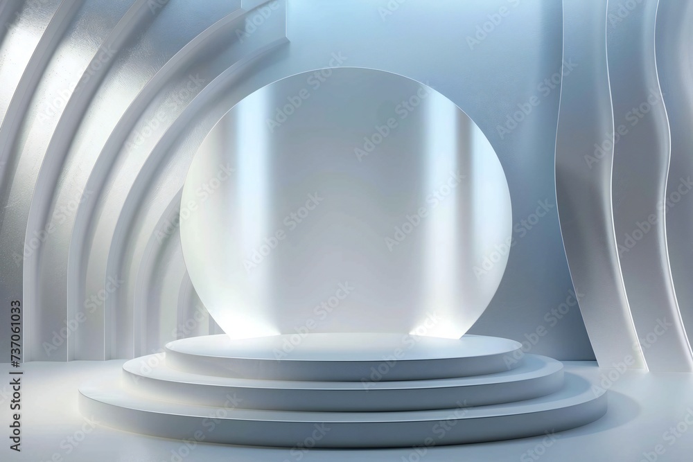 silver colour object stage podium stand for sample product showcase ...