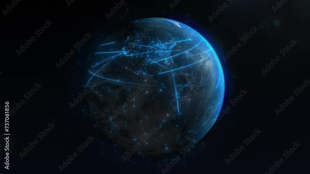 Vidéo Stock A rotating Earth from space, blue city lights. The moving ...