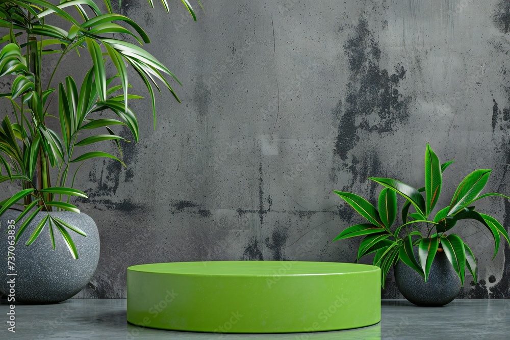 green colour object stage podium stand for sample product showcase ...