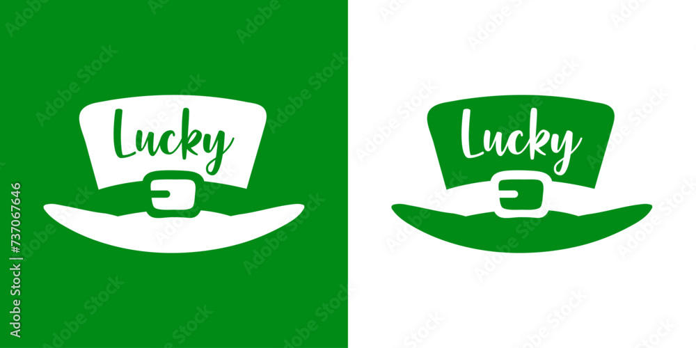 Día de San Patricio. Logo con palabra Lucky en texto manuscrito en ...