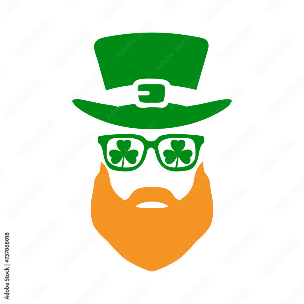 Día de San Patricio. Logo con silueta de sombrero de leprechaun con ...
