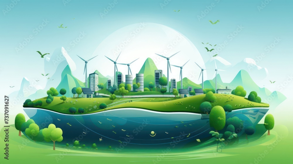 the elements of a sustainability strategy with an image depicting eco ...
