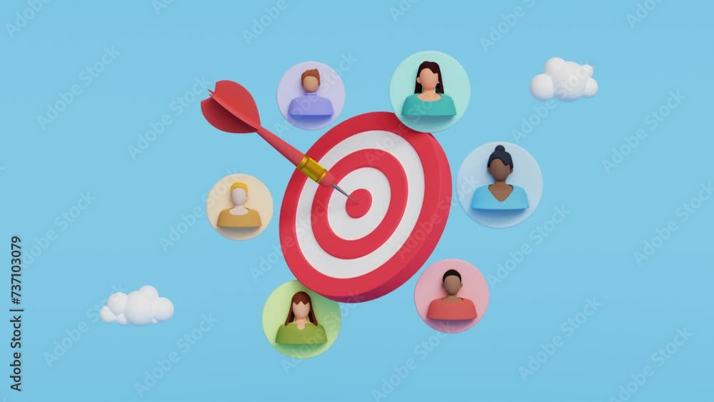 Target customers concept. Audience outreach, sales generation ...