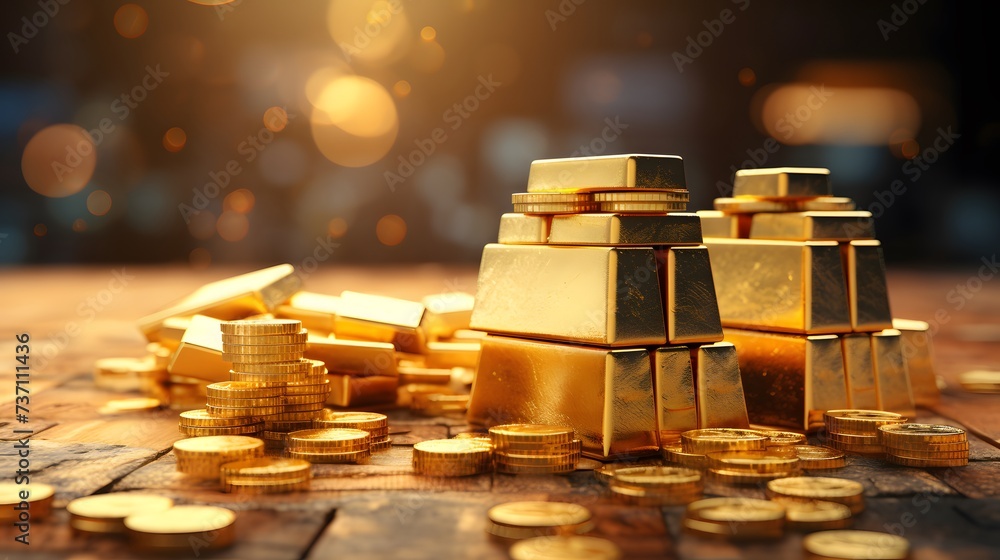 Physical gold trading investment concept with road from gold bars ...