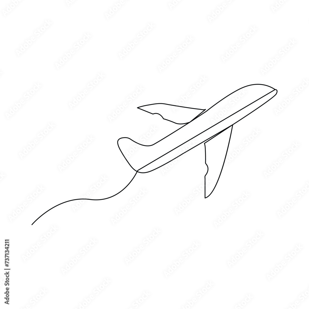 Continuous line drawing of airplane. One line Drawing from the hands of ...