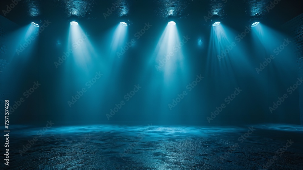 Blue Spotlight Background with Lamps 8K Realis Stock Illustration ...