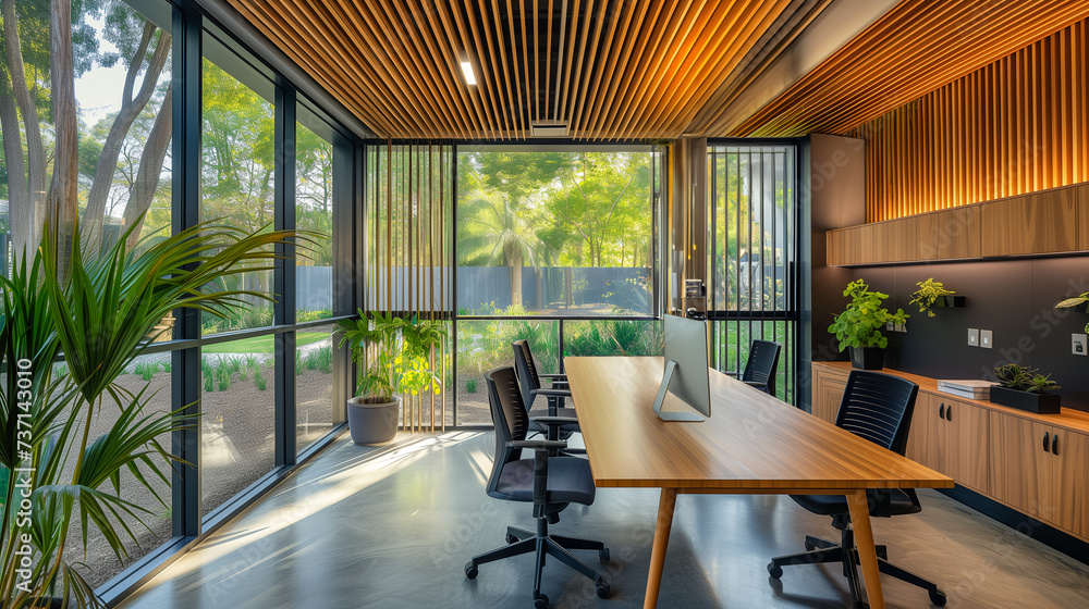 Elegant and minimalist office interior. Luxurious executive office with ...