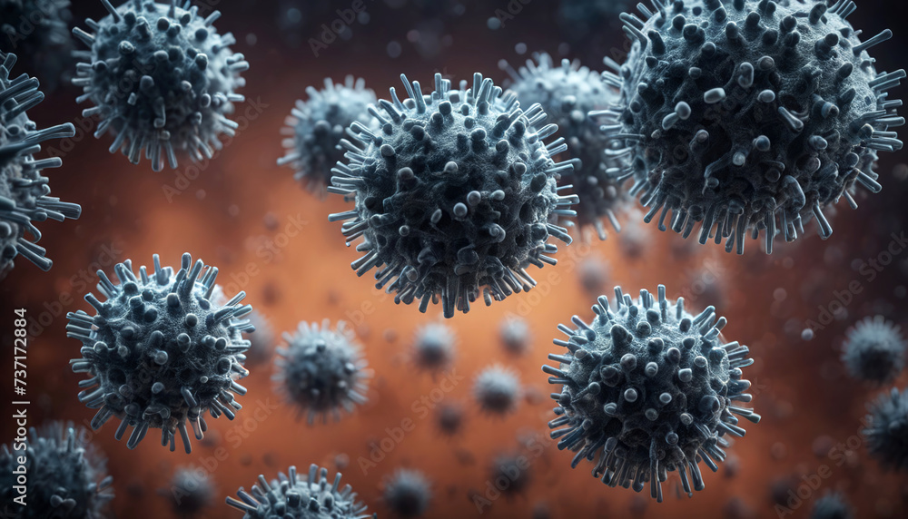 Abstract viral infection process, pathogen, bacteria, biotechnology ...