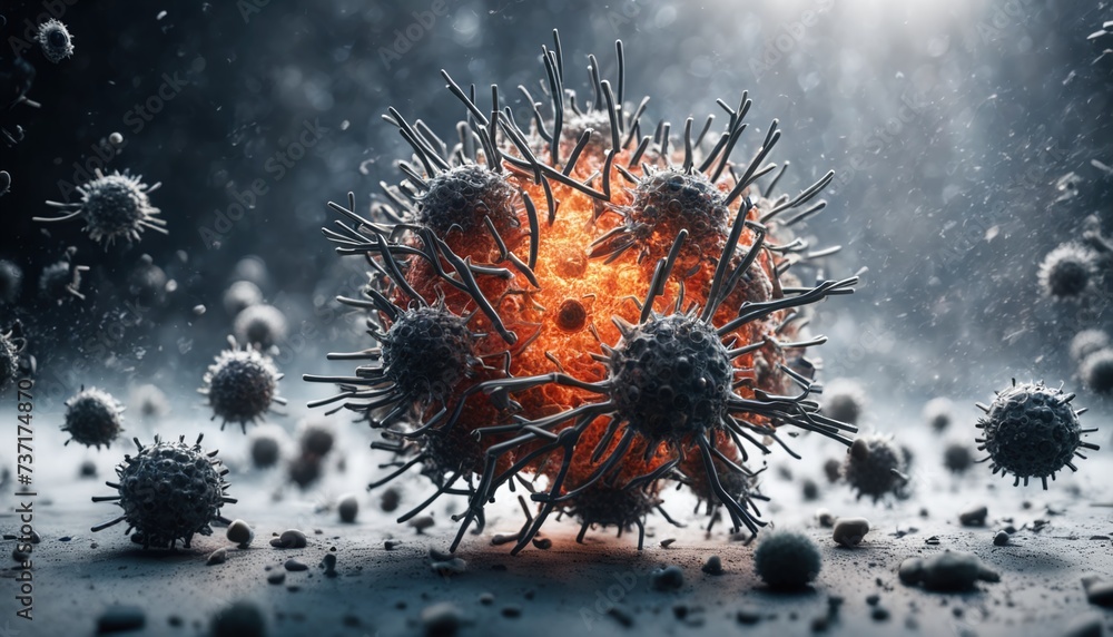 Apoptosis by Virus cell illustration. Virus, pathogen, bacteria ...