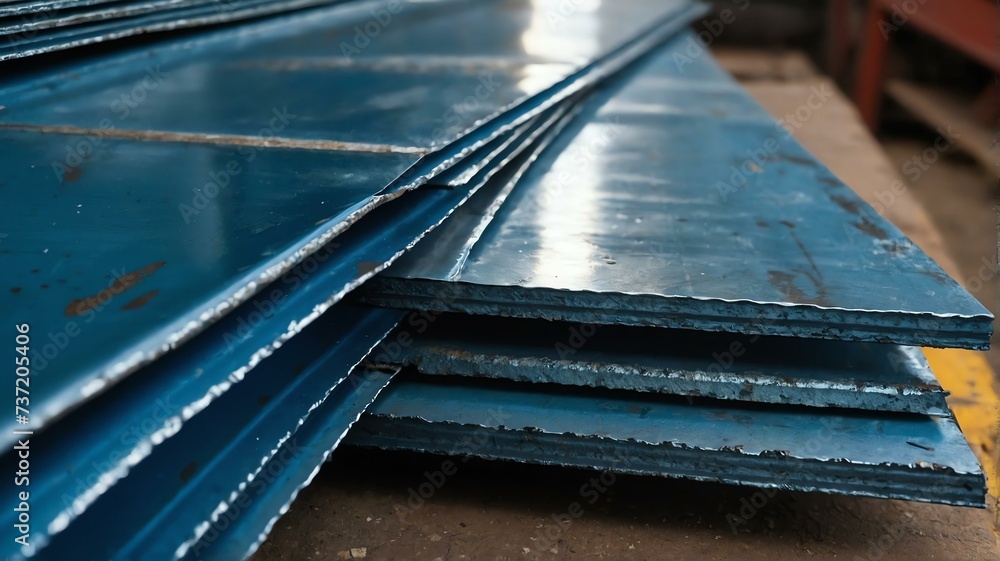 Galvanized blue steel iron sheets background details closeup texture ...