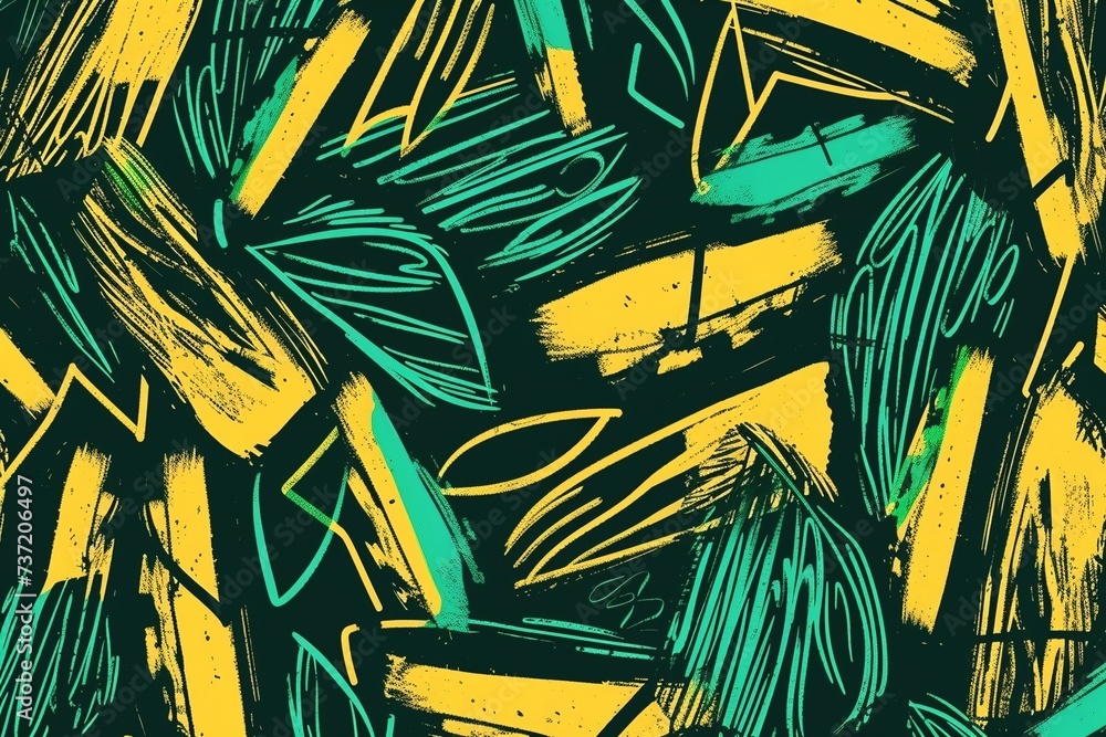 Graffiti Chic: Urban Design Pattern Background with Forest Green and ...