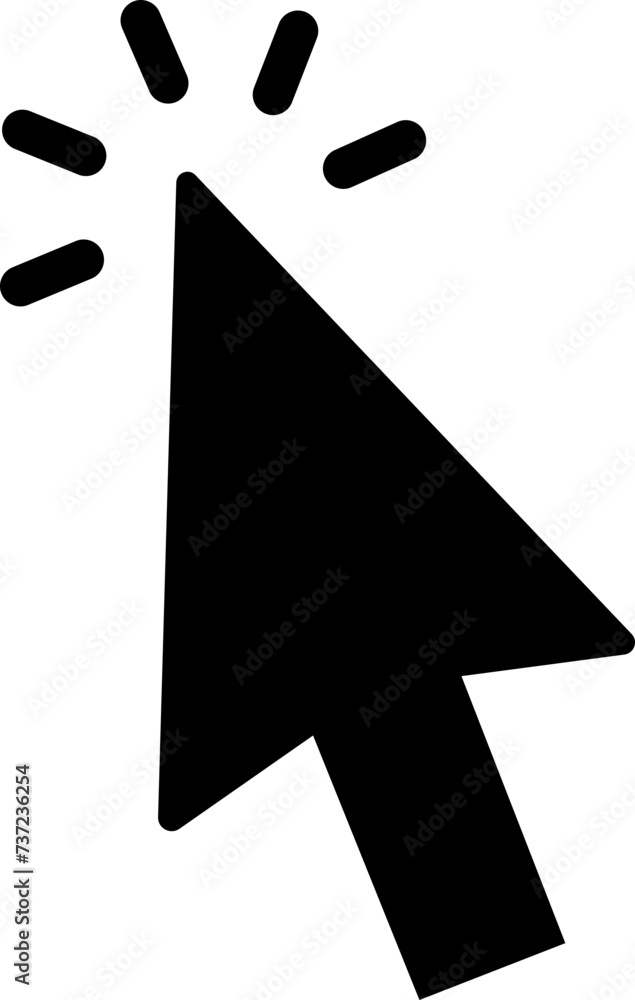 Computer mouse click cursor black flat arrow and hand icon. Mouse pointer modern, simple ...