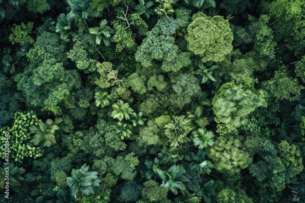 A cluster of trees situated amidst the dense foliage, standing tall and ...