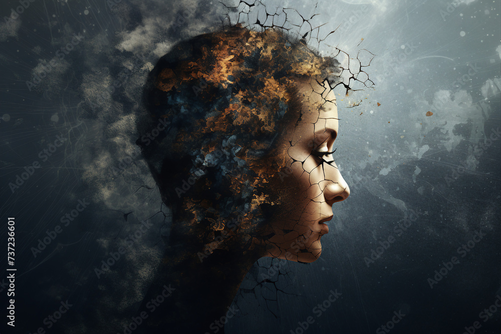 Human face symbolizes psychological instability anxiety and bipolar ...